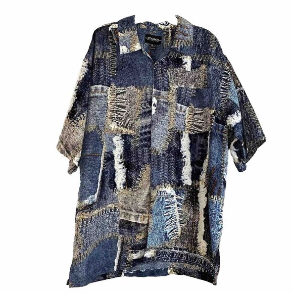 Stardom Collection | Shirts | Stardom Collection Mens Patchwork Denim ...